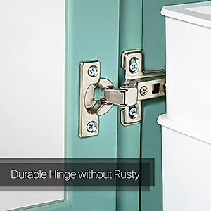 MoNiBloom Bamboo Storage Cabinet with Doors 3 Tier Bamboo Sideboard Floor Standing Cupboard Display Shelf for Dining Room Kitchen Living Room, Green