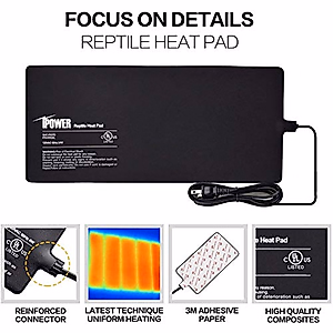 iPower PTHTPDCTRLV2HTPDXL 8"x18" Reptile Heating Pad Under Tank Terrarium Heat Mat with Digital Thermostat Temperature Controller for Small Animals
