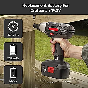 Moticett 3.6Ah Ni-Mh C3 Replacement Battery Compatible with Craftsman 19.2 Volt Battery 130279005 315.11375 315.115410 315.11485 1323903 120235021 11375 11376 Cordless Drills