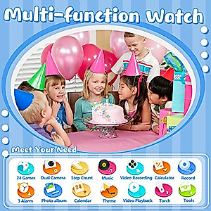 clleylise Kids Smart Watch Boys Girls, Smart Watchfor Kids with Dual Camera 24 Games Video Music Alarm Calculator Calendar Watch, Gift for Girls Boys Ages 3-14(Black)