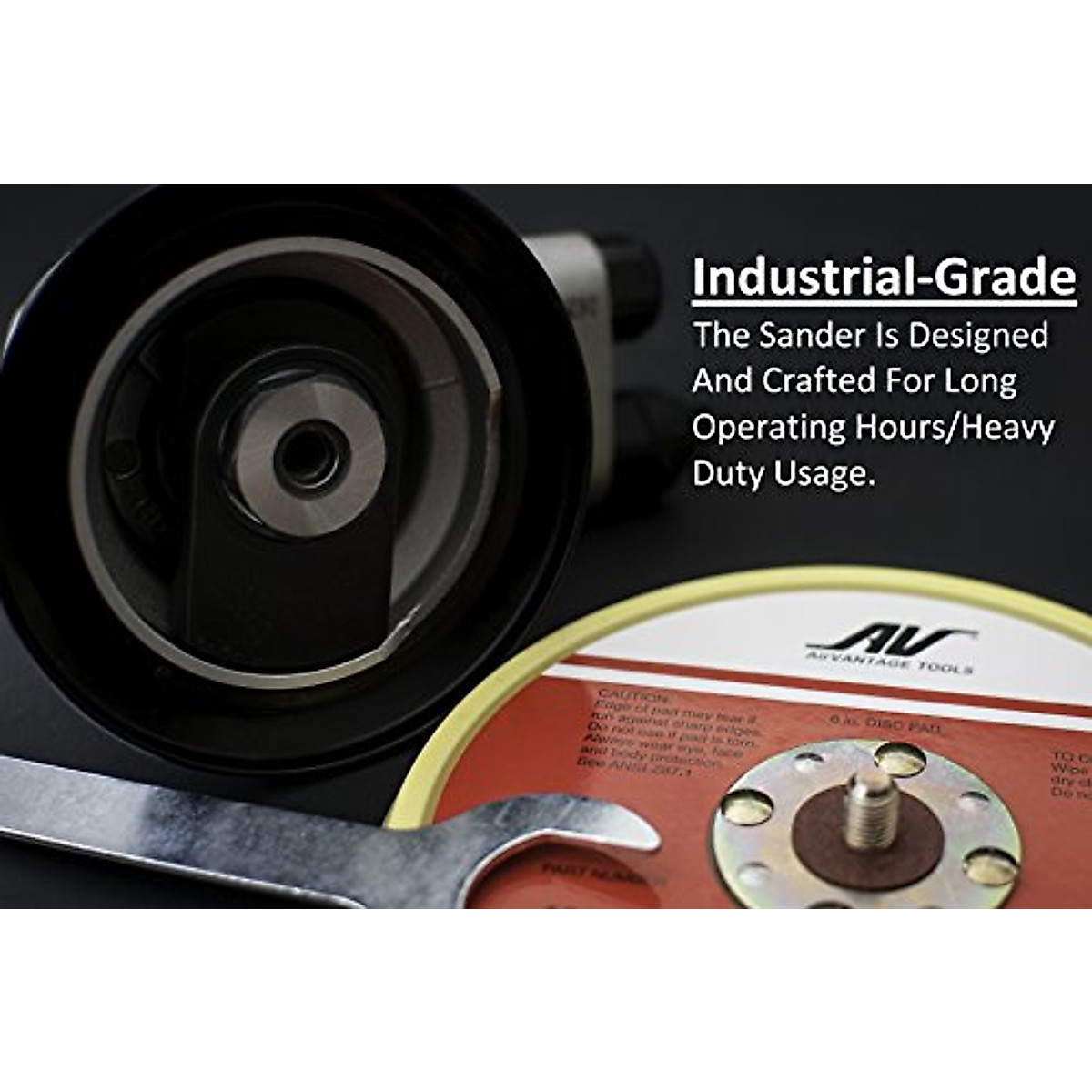 AirVANTAGE Industrial Grade Random Orbital Air Sander Non-Vacuum With Low-Profile Pad, 1/4 in. NPT Air Inlet (6": 3/16- Hook & Loop)