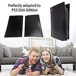 PEYANZ ＰS5 Console Cover, ABS Shell, Replacement Faceplate, Anti-Scratch Dustproof, with Extra 2pcs Free Controller Stickers (Disc Edition, Black)