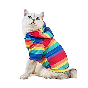 QWINEE Rainbow Colorful Dog Hoodie Sweatshirt Dog Shirt Cat Clothes for Puppy Kitten Small Dogs Multicolor X-Small