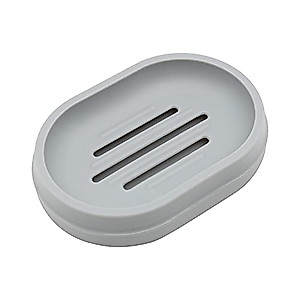 Sihuuu Soap Dish, Soap Saver Holder Soap Tray for Bathroom Shower Easy Cleaning, Dry, Stop Mushy Soap (Gray, Plastic)