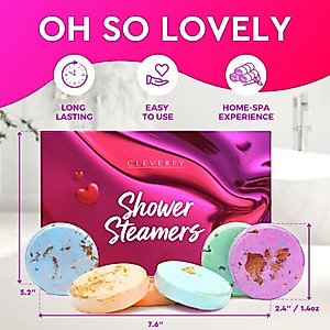 Cleverfy Shower Steamers Aromatherapy - Valentine’s Edition Set of 6 Shower Bombs with Essential Oils. Self Care and Valentines Day Gifts for Her and Him.
