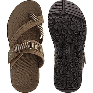 WHITIN Women's Walking Sandals with Arch Support Hiking Flip Flops Outdoor Slide Size 8 Footwear Fashion Climbing Cushion Walking Female Beach Sandles Brown 38