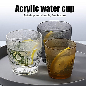 YOUTHINK Drinking Glass, 200ml Drinking Glass Flower Tea Cup Small Beer Mug Acrylic Cup for Home Party Stackable Plastic Drinkware(grey)