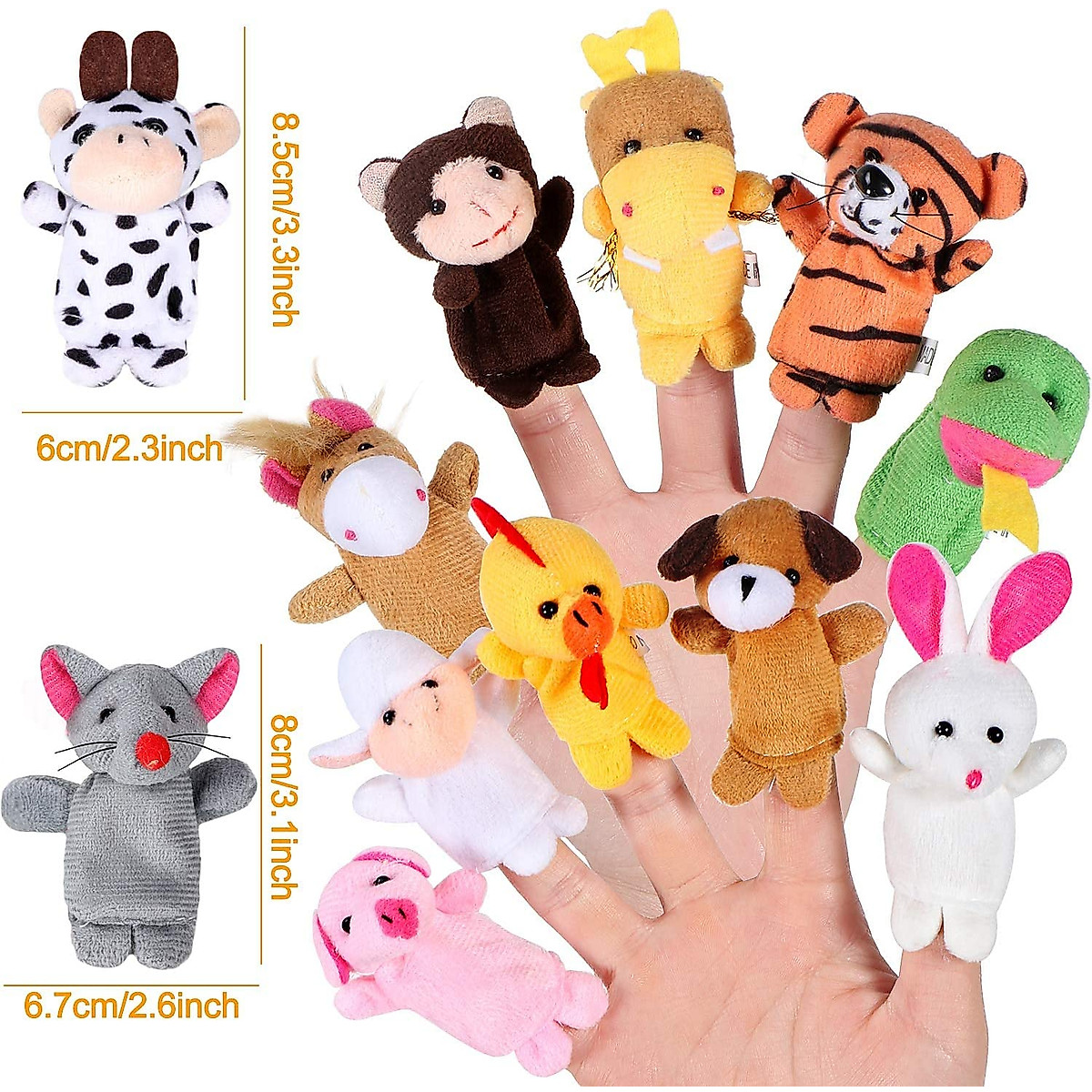 Tacobear 38Pcs Finger Puppets Bulk Set Soft Velvet Cartoon Finger Puppets for Toddlers 1-3, 32 Animals and 6 People Family Members Easter Basket Stuffers Gifts Toys Cute Finger Puppets for Kids Baby