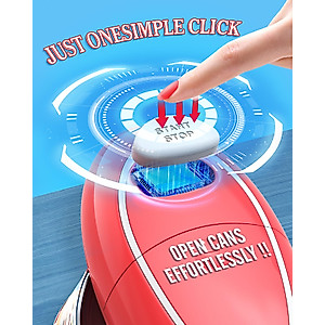 Electric Can Opener, Hand Free Can Opener Easy Open Any Can Sizes with Smooth Edge, Food-Safe Portable Battery Operated Electric Can Openers (Red)