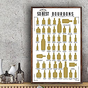 Bourbon Scratch Off Poster - Top 50 Bourbons Bucket List Banner. Home Decoration Wall Sign. Birthday Gift Ideas for Her or Him. Man Cave, Bar & Pub Art Supplies 11x17 In Best 50 Bourbons Sign.