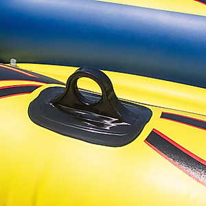 Solstice Inflatable Boat Rafts 3 Person for Adults & Kids Comes W/ Pole Oar Holders Cushioned Comfortable Base Grab Line 8 Ft Size Sunskiff Kits Dinghy Air Floor Yellow