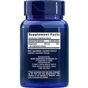 Life Extension Magnesium Citrate, 100 Mg, 100 Capsules (2 Pack)
