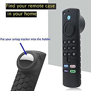 TV Stick 3rd Remote Cover Case with Airtag Holder (Glow in The Dark) Compatible with Fir TV Stick 3rd Gen,Tracker Cover for Tile Sticker 2020,Glow Blue