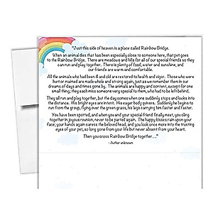 Tiny Expressions Rainbow Bridge Pet Sympathy Memorial Card with Envelope 5"x7" (Rainbow Bridge Card)