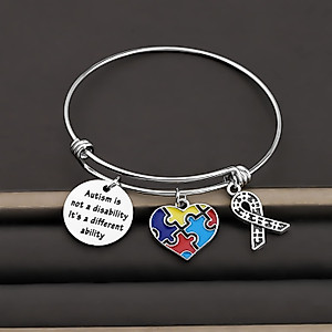 ENSIANTH Autism Awareness Bracelet Autism Puzzle Piece Jewelry Encouragement Gift for Autistic (Autism Bracelet)