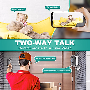 Wireless Cameras for Home/Outdoor Security, Battery Powered 1080P HD WiFi Security Cameras Wireless Outdoor with Spotlight, AI Motion Detection, Color Night Vision, SD/Cloud-2 Pack