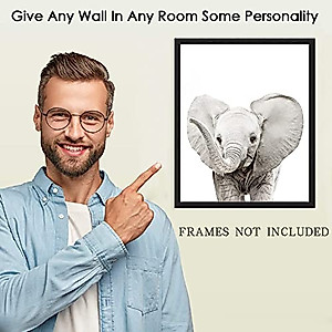 Set of 6 Baby Safari Nursery Wall Decor - Picture Cute Animal Wall Prints on Canvas, under 20 dollars gifts for Baby Boys and Girls Room, UNFRAMED Wall Art(8 x 10 inch)