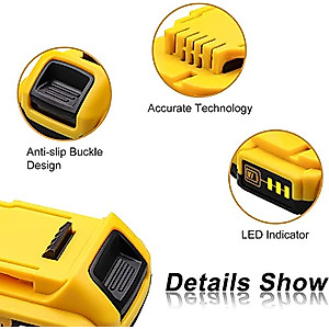 Zuliati Upgraded Compact DCB203 3.0Ah Lithium Battery Replacement for Dewalt 20V Battery DCB206 DCB207 DCB204 DCB201 Compatible with Dewalt 20V MAX Battery DCD/DCF/DCG/DCS Series Power Tools