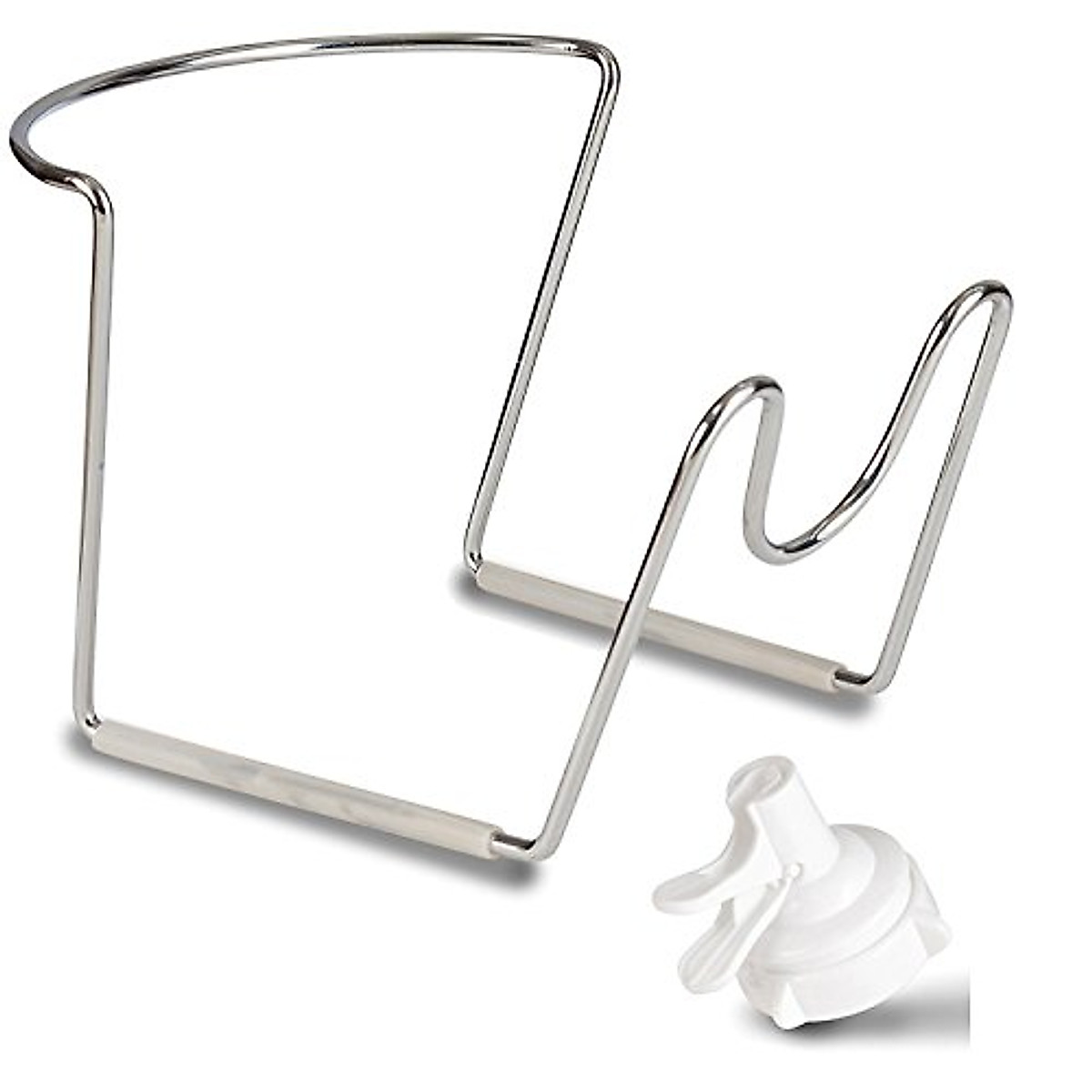 AquaNation Chrome Silver Metal Plated 3 - 5 Gallon Water Bottle Jug Canteen Stand and Dispenser Valve for 48mm 55mm Non Threaded Snap On Crown Top Large Reusable Water Jugs Bottles (55mm)