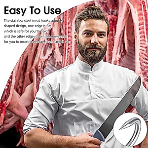 8 Pcs Meat Hook 8 Inch 10 mm Stainless Steel Hanging Meat Hook Butcher Hooks Processing S Shaped Meat Equipment Heavy Duty Meat Hanging Hooks Meat Hangers for Beef Sausage Fish Turkey Chicken Ribs