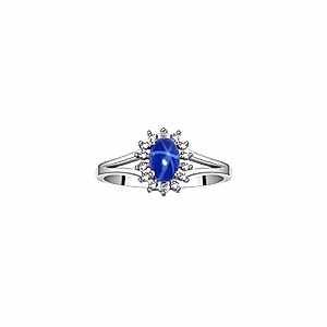 Diamond & Blue Star Sapphire Ring set in Sterling Silver