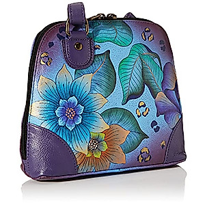 Anna by Anuschka Women's Hand Painted Leather Small Multi Compartment Zip-Around Organizer, Tropical Safari