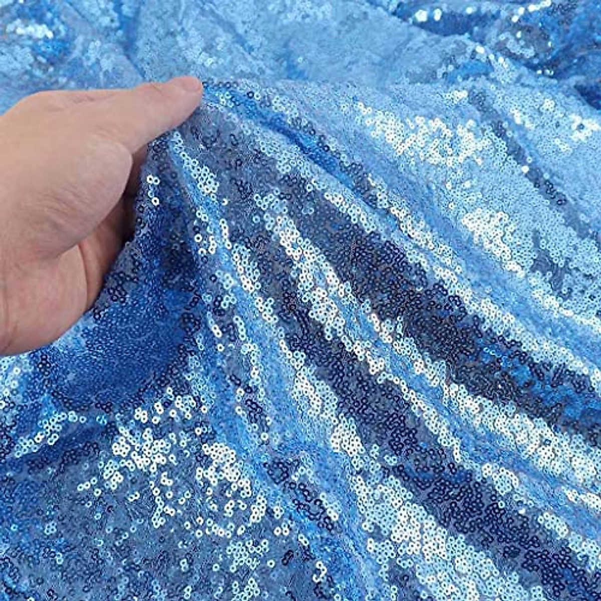 Fabric by The Yard Sequin Fabric Glitter Fabric Shower Curtain Lining Fabric by The Yard for Dress Clothing DIY Sewing Material (2 Yards, Blue)