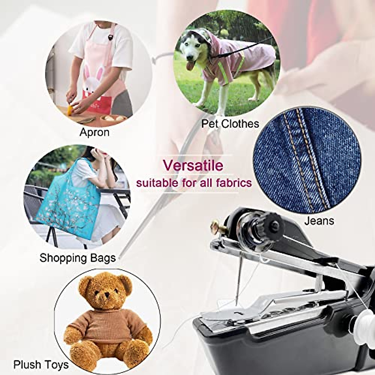 Hand Sewing Machine, Handheld Sewing Machine Mini Portable Cordless, Perfect for Adults, Beginners, Kids DIY, Home and Travel Sewing, Wooden Sewing Box with 153 Sewing Supplies