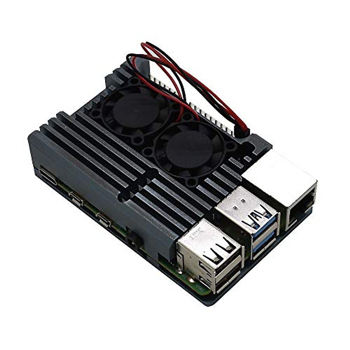 Treedix Metal Aluminium Alloy Armor Case Pi 4 Case, with Dual Cooling Fan Heatsink Compatible with Raspberry Pi 4 Model/Pi 4B (Black)