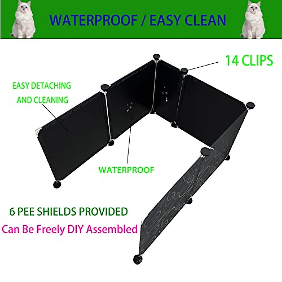 Cat Litter Box Enclosure Splash Guard Extra Large 27×20 inch|Easy Clean Frosted Cat Litter Pan Pee Privacy Shields cat Litter Box are NOT Included
