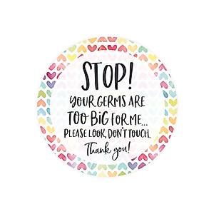 Watercolor Rainbow Hearts Stop No Touching Baby Car Seat Sign/Rainbow Baby Stroller Tag