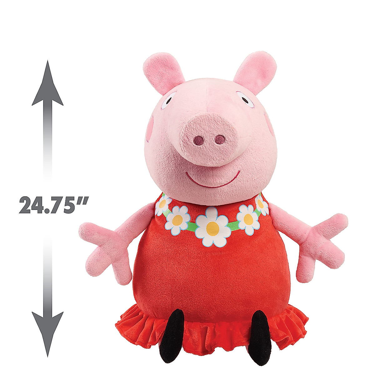 Peppa Pig 24.75-inch Jumbo Plushie Stuffed Animal, Soft Non-Removable Red Dress with Flower Embroidered Details, Kids Toys for Ages 3 Up by Just Play