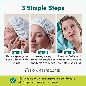 No Water Rinse Free Shampoo Cap by Nurture | Microwavable Hair Washing & Conditioning Shower Caps | Waterless Bathing | Disposable & Hypoallergenic for Adults, Bedridden & Elderly