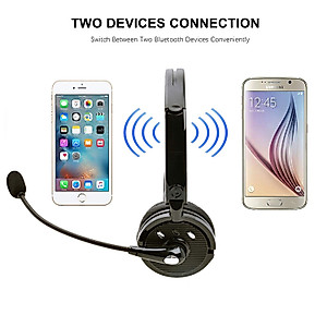 RAOPINGX Trucker Bluetooth Headset Wireless Headset with Mic Over The Head Headset On Ear Car Earphones Office Earpiece for Cell Phone Bluetooth V2.1 Compatible for iOS & Android