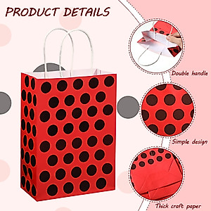 16 Pack Ladybug Party Bags Ladybug Candy Bag Ladybug Treat Paper Bags Ladybug Favor Bags with Handles Red Black Polka Dots Bags for Baby Shower Ladybug Themed Birthday Party Supplies