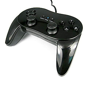 OSTENT Wired Classic Controller Pro Gamepad Joystick for Nintendo Wii Remote Console Video Game Color Black