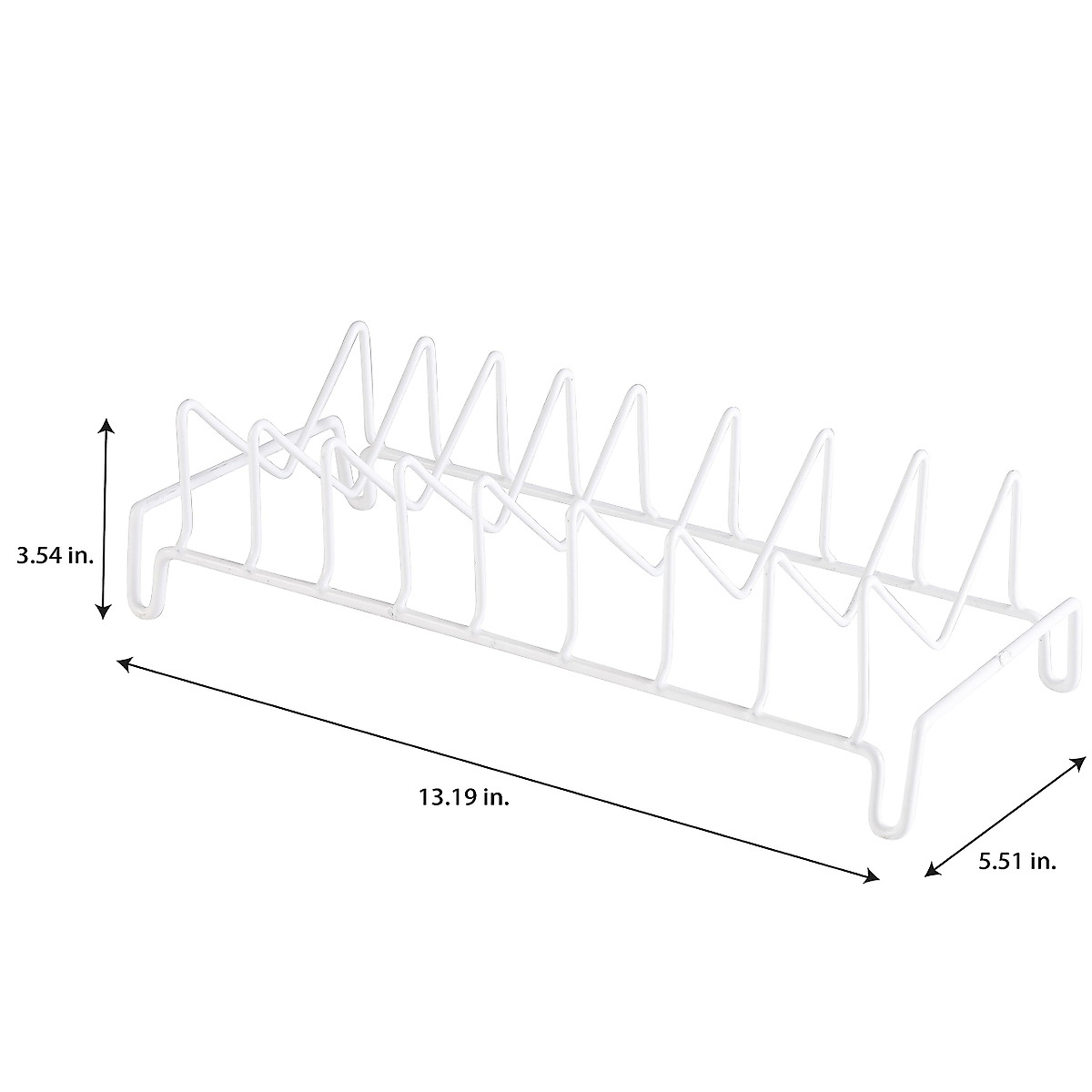 Kitchen Details 8 Section Lid and Plate Organizer | Free Standing | Pot, Pan & Cutting Board Holder | Cabinet Pantry and Countertop Organization | White