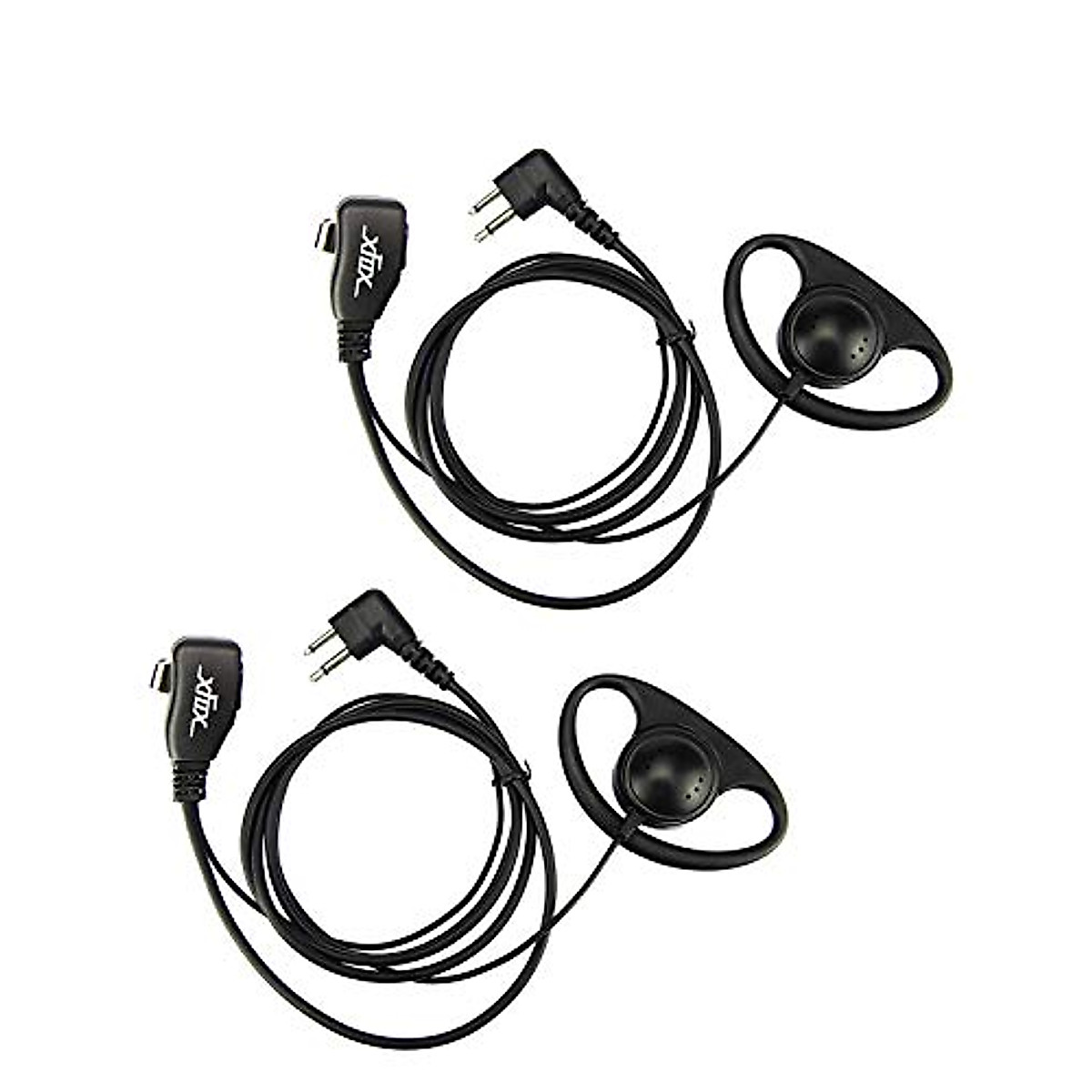 XFOX® 2Pin Advanced D Shape Clip-Ear PTT Headset Earpiece Mic for Motorola 2 Way Radios GP88S GP300 GP68 GP2000 GP88 GP3188 CP040 CP1200 A8 A6 A10 A12 Walkie Talkies(2Pack)