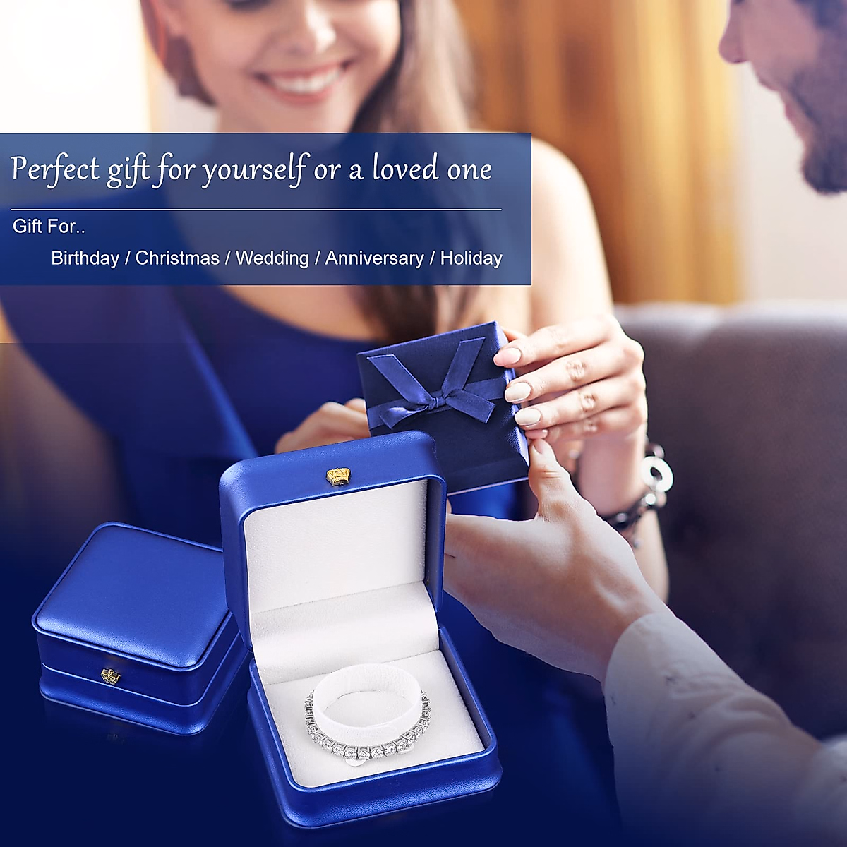 TUHE Moissanite Tennis Bracelet 4.8-21 Carats Lab Created Diamond Bracelets 18k White/Yellow Gold Plated 925 Sterling Silver Bracelet 3mm/4mm/5mm D Color VVS1 Round Cut Moissanite Bracelet for Women