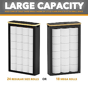 SpaceAid Extra Large Toilet Paper Storage with Lid, Hold up to 24 Regular Rolls or 18 Mega Rolls, Slim Toilet Paper Basket Holder Bin Container, Bathroom Accessories Organizer, Black