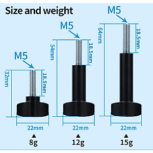 FEICHAO 3Pcs CNC Thumbscrew M5 Compatible for GOPRO Hero 9 Hero 8 Hero 7 MAX All Series/ EK7000 4K and Other Cameras (2.52in / 64mm)