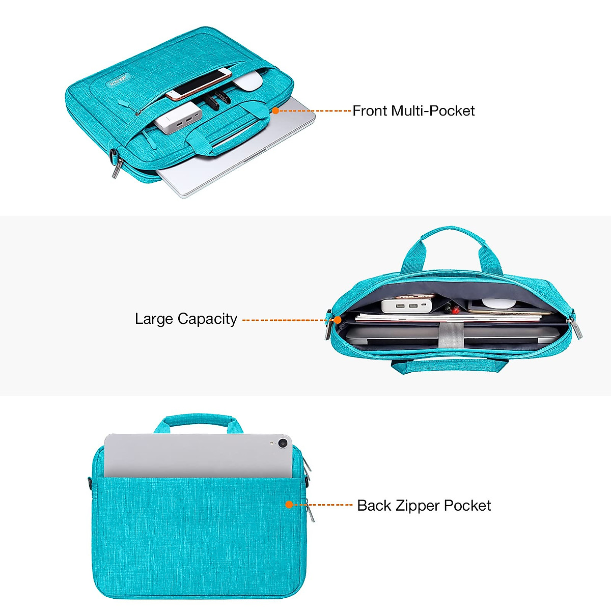 MOSISO Laptop Shoulder Messenger Bag Compatible with MacBook Air 15 inch M2 A2941/Pro 16 inch M3 A2991 M2 A2780 M1 A2485 A2141,15-15.6 inch Notebook with Adjustable Depth at Bottom, Hot Blue