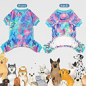 Dog Pajamas Soft Onesies for Small Dogs Boys Girls Tie Dye Winter Pjs Velvet Pet Clothes Puppy Jumpsuits, Pink Small