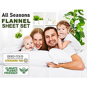 RUVANTI Flannel Sheets Twin Size - 100% Cotton Brushed Flannel Bed Sheet Sets - Deep Pockets 16 Inches (fits up to 18") - All Seasons Breathable & Super Soft - Warm & Cozy - 3 Pcs - Grey Plaid