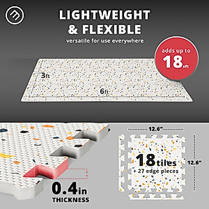 Gym Flooring Set - Interlocking EVA Soft Foam Floor Mat, 18 Pieces Puzzle Rubber Tiles Protective Ground Surface Protection, Play Workout Exercise Mats Underlay Matting Sports Pool Home Fitness Garage