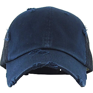 Funky Junque Distressed Trucker Dad Hat - Navy