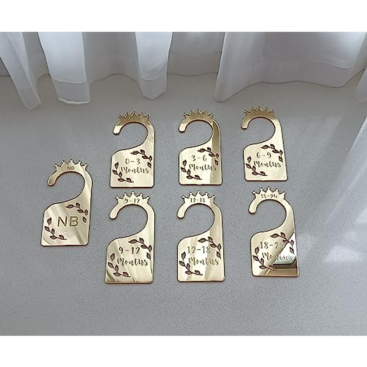 Baby Closet Dividers,Set of 7 Acrylic Mirror Baby Clothes Organizers for Wardrobe Closet Home Nursery from Newborn to 24 Months (Gold Mirror, Model 1)