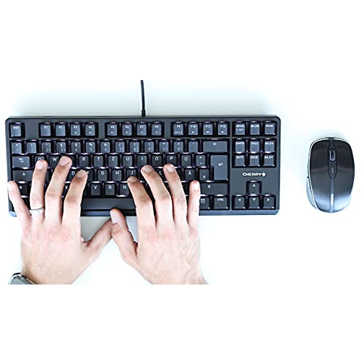 CHERRY G80-3000N RGB TKL, French layout, AZERTY keyboard, wired keyboard, mechanical gaming keyboard, MX SILENT RED SWITCHES, black