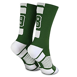 ChalkTalkSPORTS Custom Team Number Socks | Youth & Adult Athletic Performance Socks | Green Number Socks | Choose Your Number