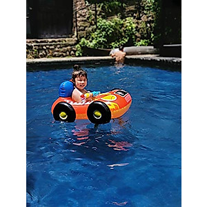 Big Summer Inflatable Fire Boat Pool Float for Kids with Built-in Squirt Gun, Inflatable Ride-on for Children Aged 3-7 Years